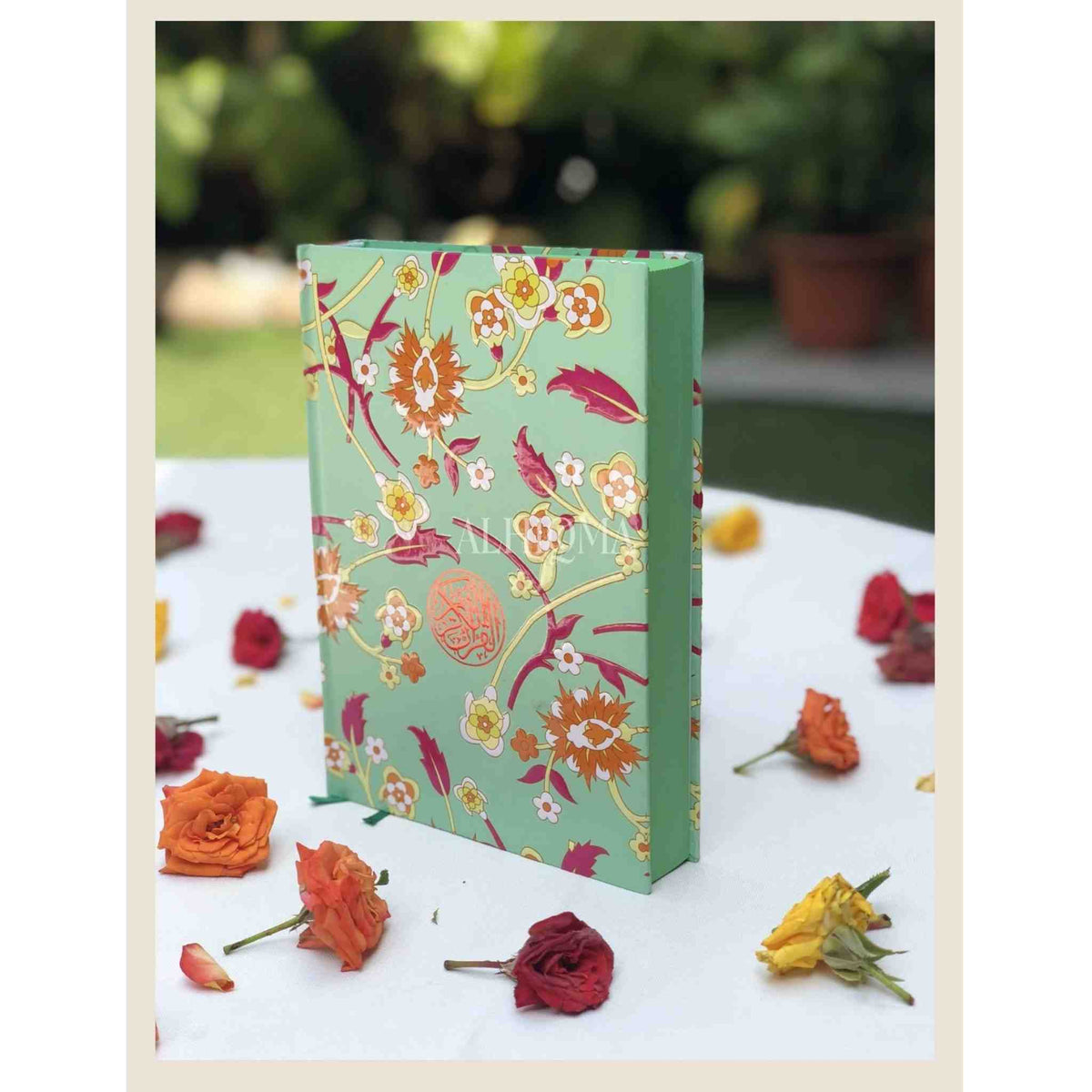 Al-Quran Malay & Rumi Transliteration Floral Green Embossed B5 – AlHiqma